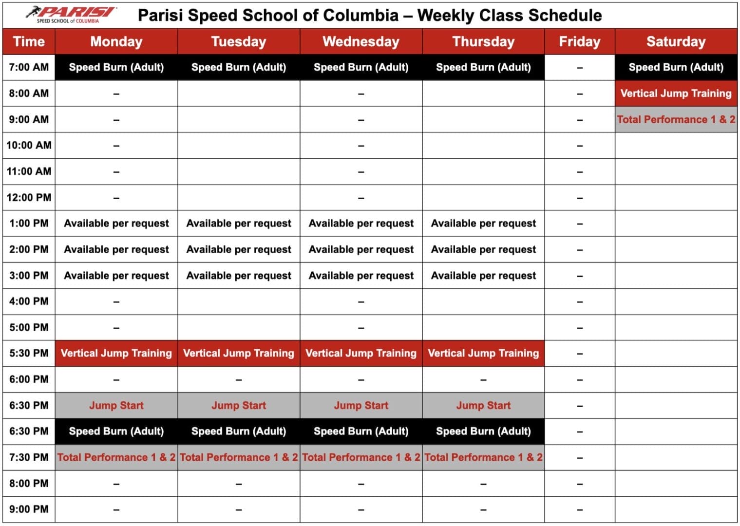 Gym Info - Parisi Speed School of Columbia